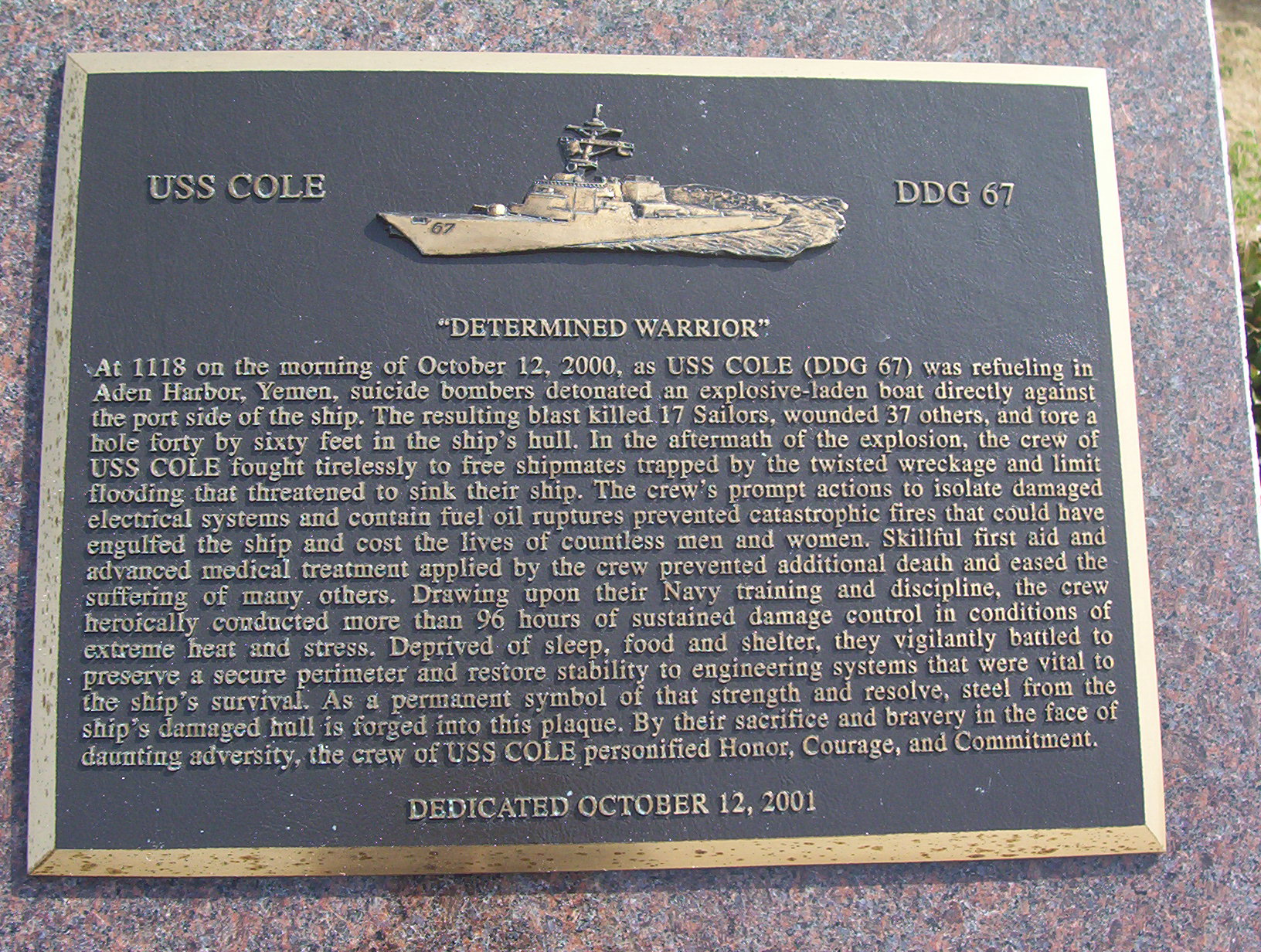 The USS Cole Memorial: “10/12 Happened Before 9/11” | Honor the Victims ...